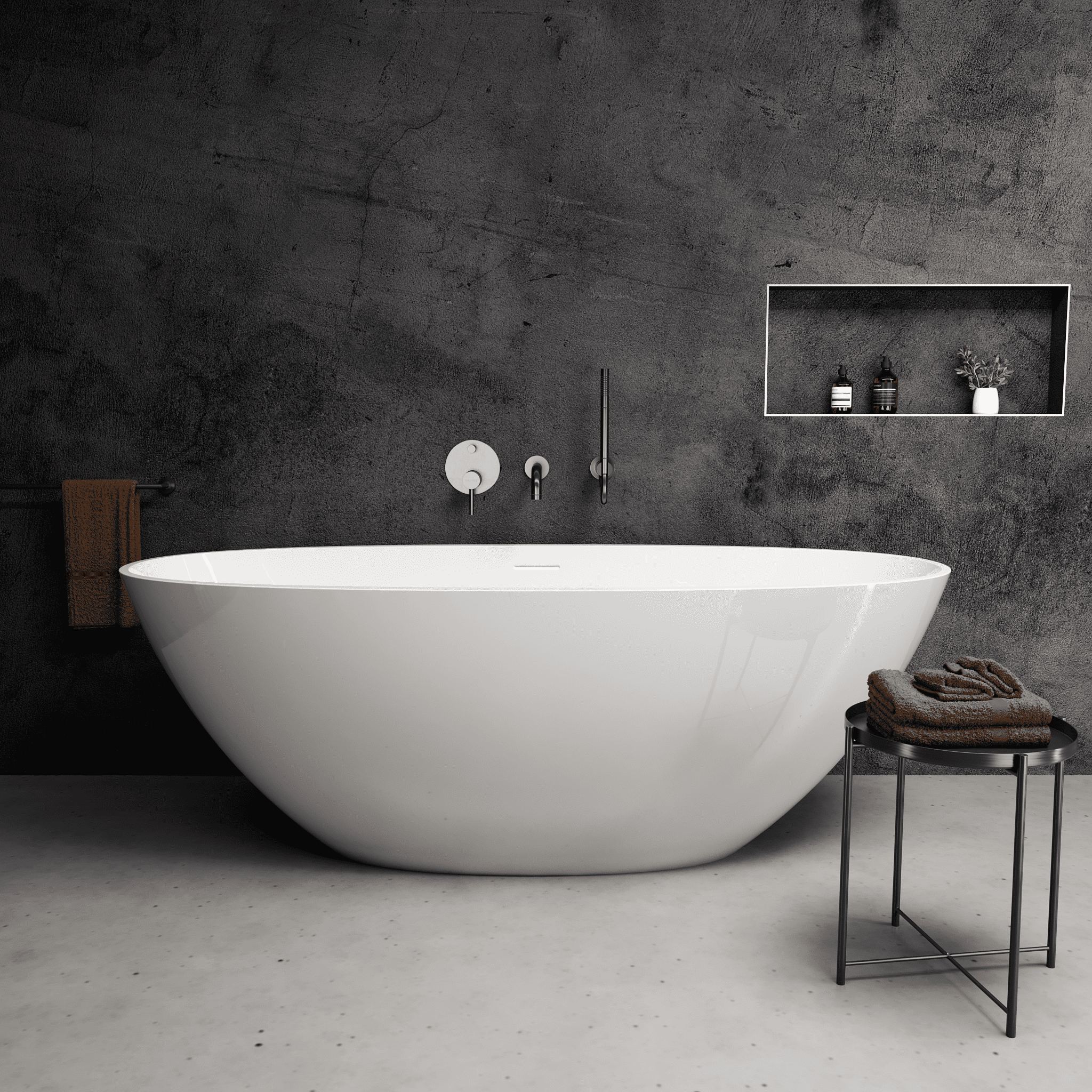 Arco 66 Inch Stone Bathtub Freestanding Hansel Stone