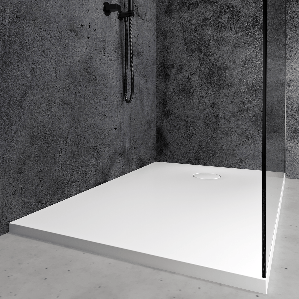 Romeo 36 x 60 Inch Shower Pan - White Stone | Hansel Stone