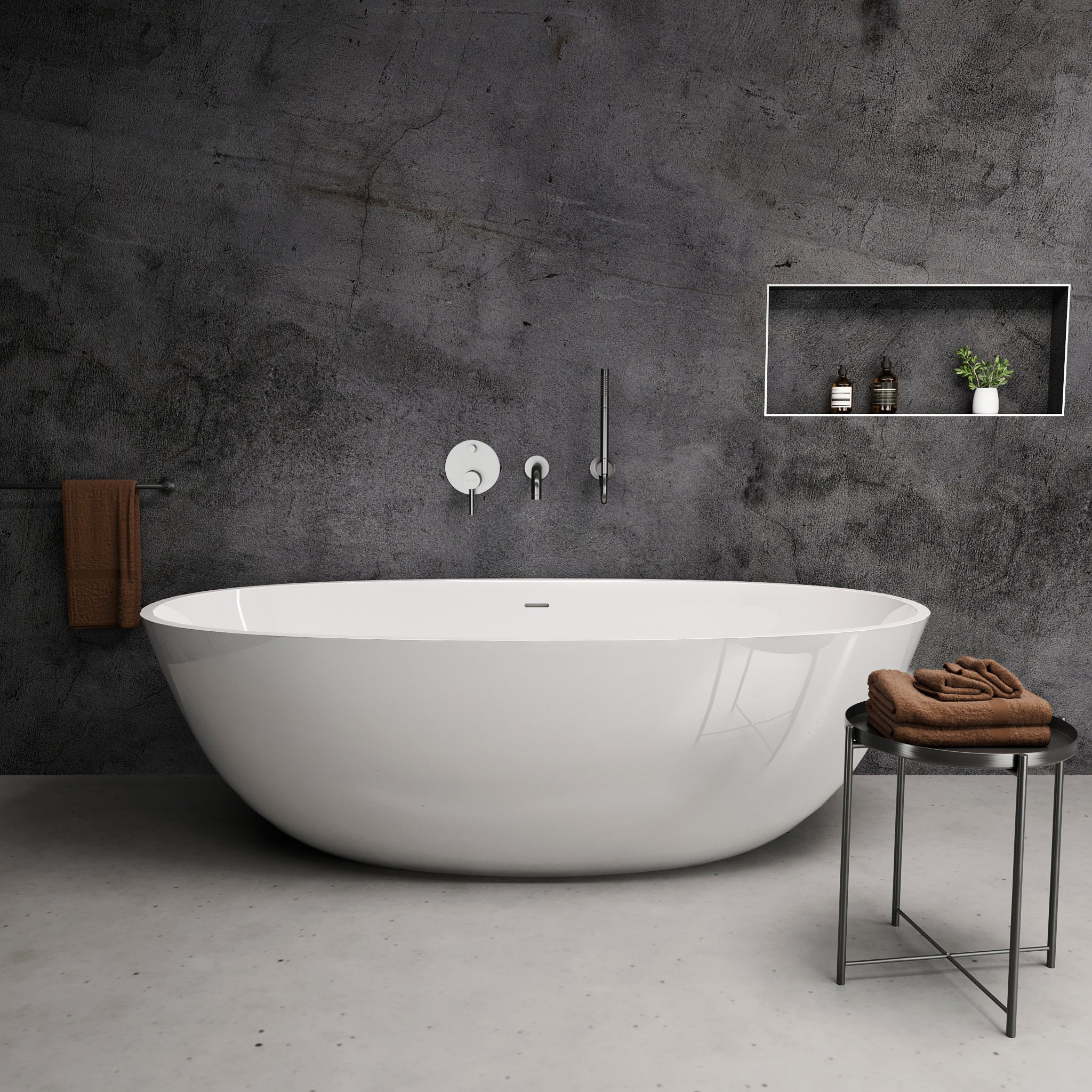 Anto 63-Inch Freestanding Tub - Glossy Finish | Hansel Stone
