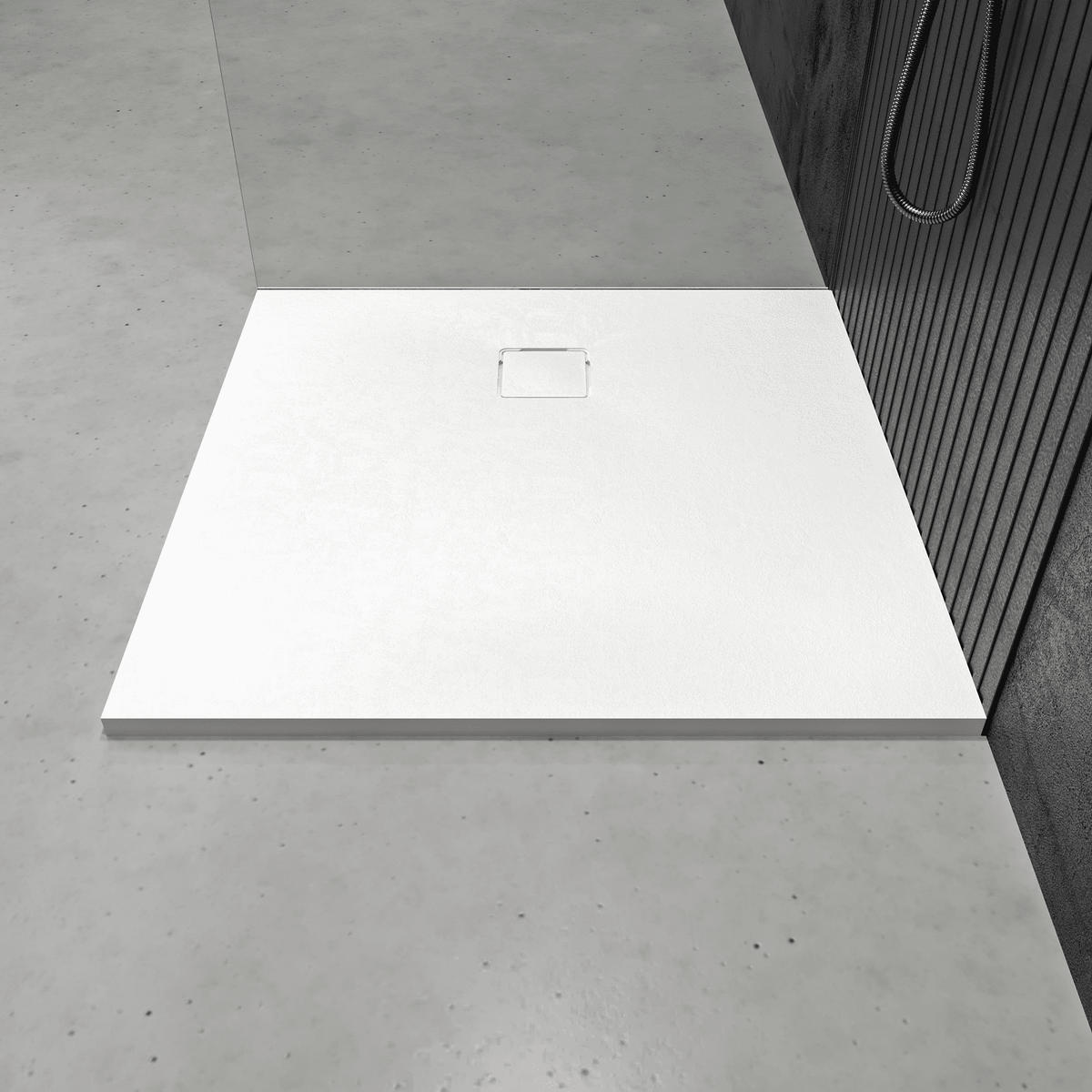 Meseta 39 x 39 Stone Shower Pan - Matte White | Hansel Stone