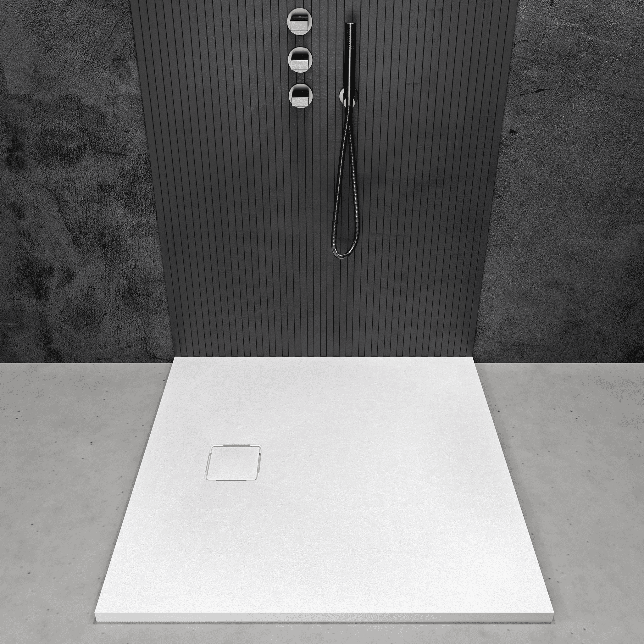 Meseta 39 x 39 Stone Shower Pan - Matte White | Hansel Stone