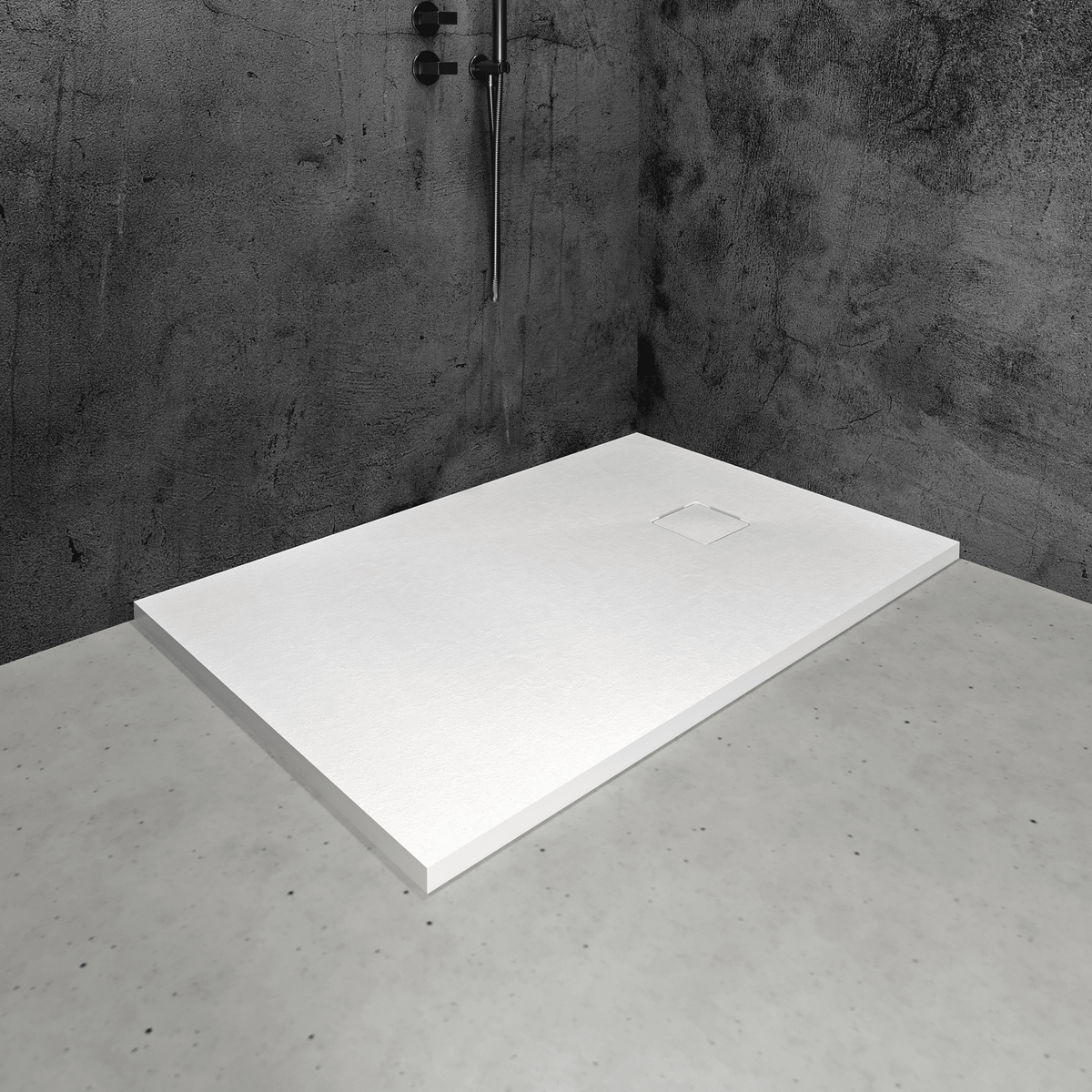 Meseta 32 x 55-Inch Shower Pan - White Stone | Hansel Stone