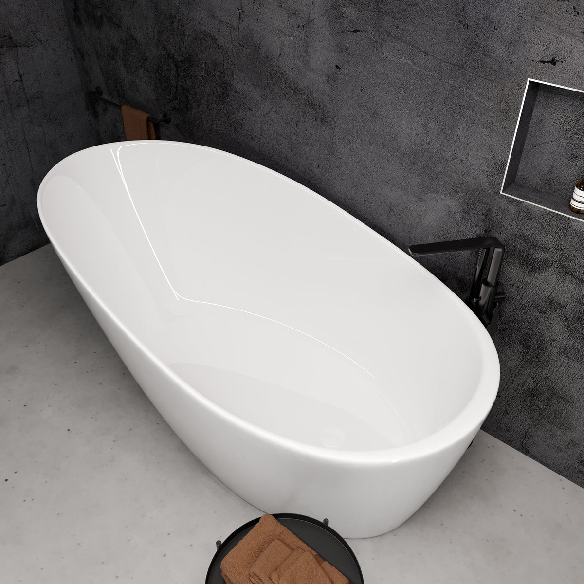 Maria 66-Inch Freestanding Bathtub in White | Hansel Stone