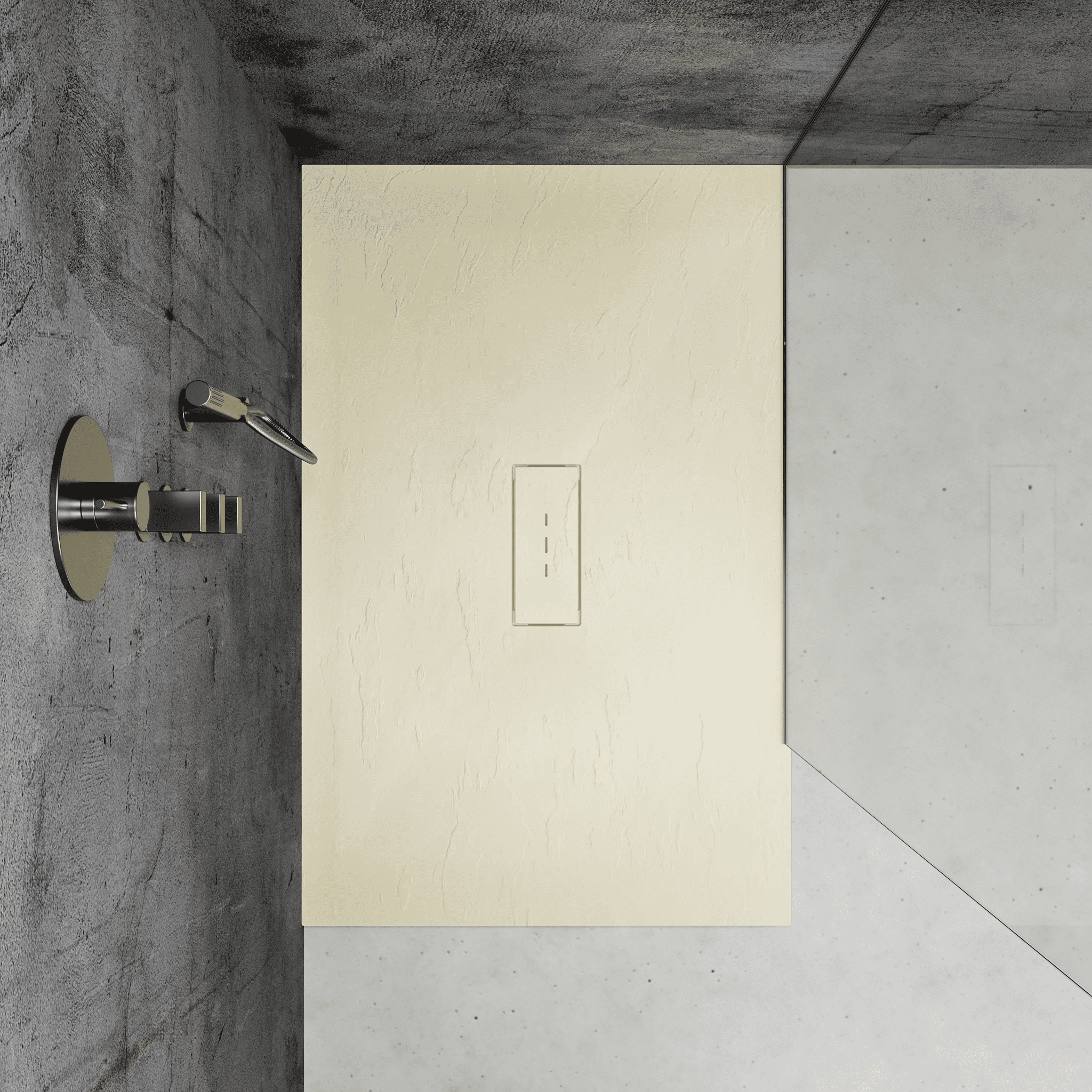 Romeo Matte Ivory Sand Stone Shower Pan (48 x 36”) | Hansel Stone