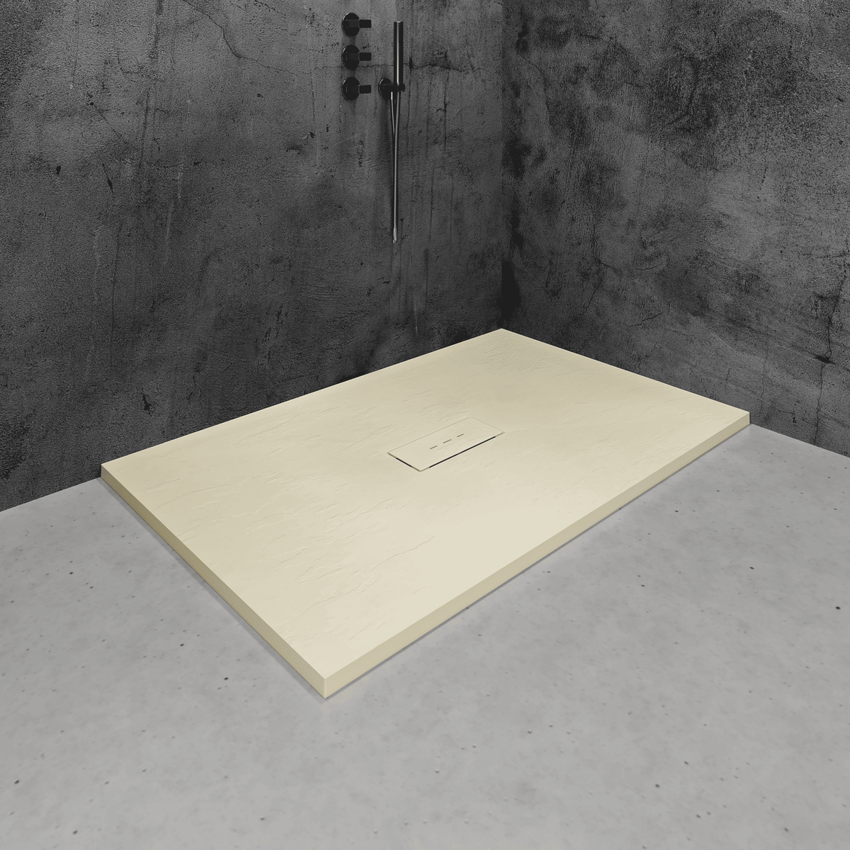 Romeo 60-Inch Shower Pan (60x34) - Matte Ivory Sand | Hansel Stone