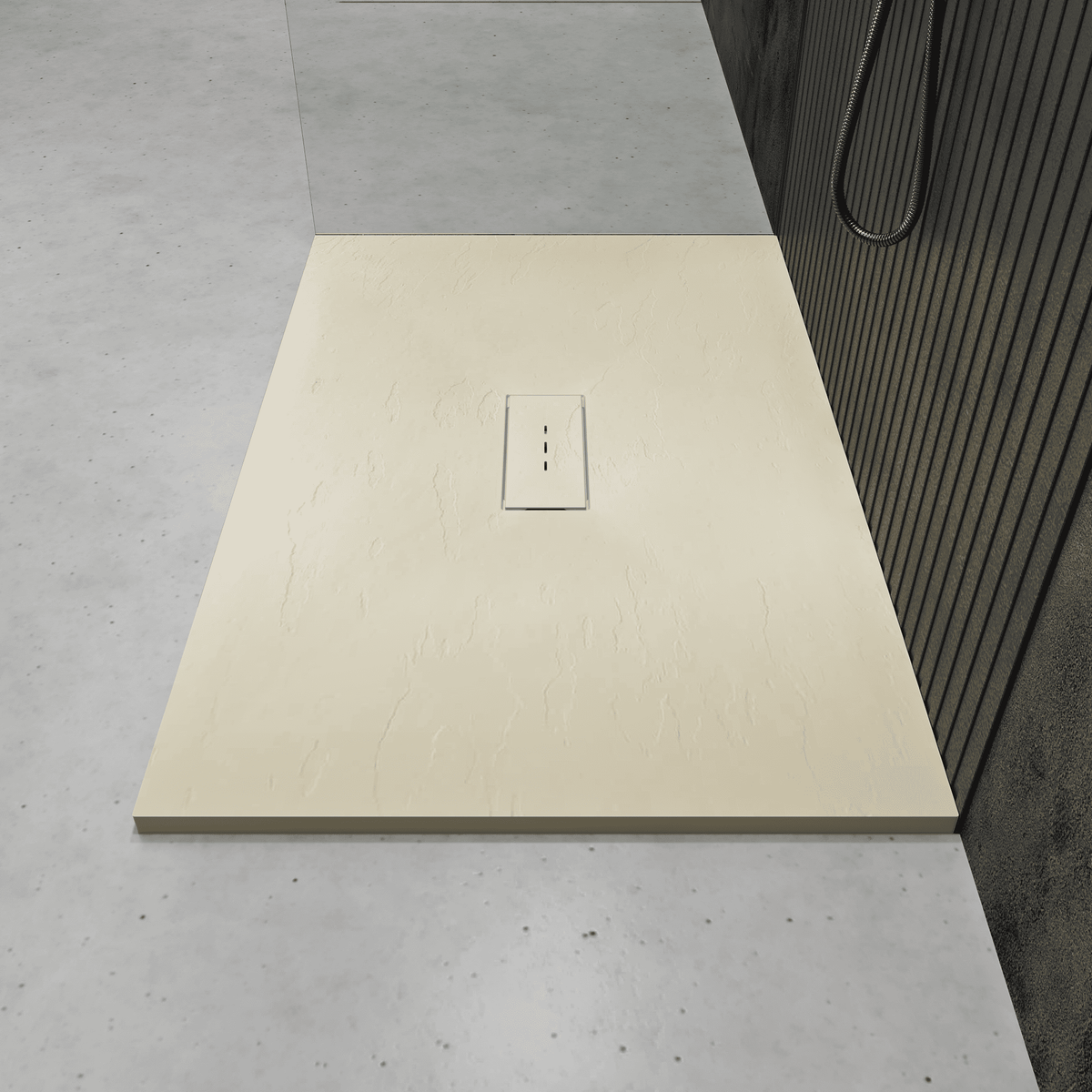 Romeo Matte Ivory Sand Stone Shower Pan (48 x 36”) | Hansel Stone