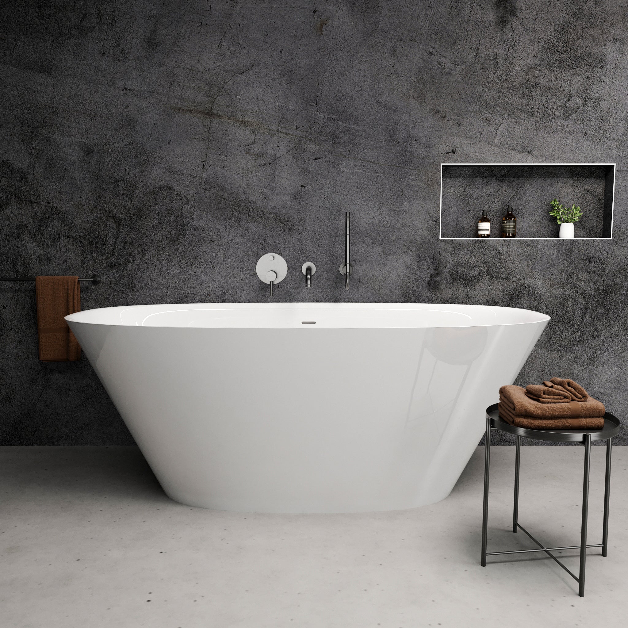 Ojo Freestanding 66-Inch Bathtub in White | Hansel Stone
