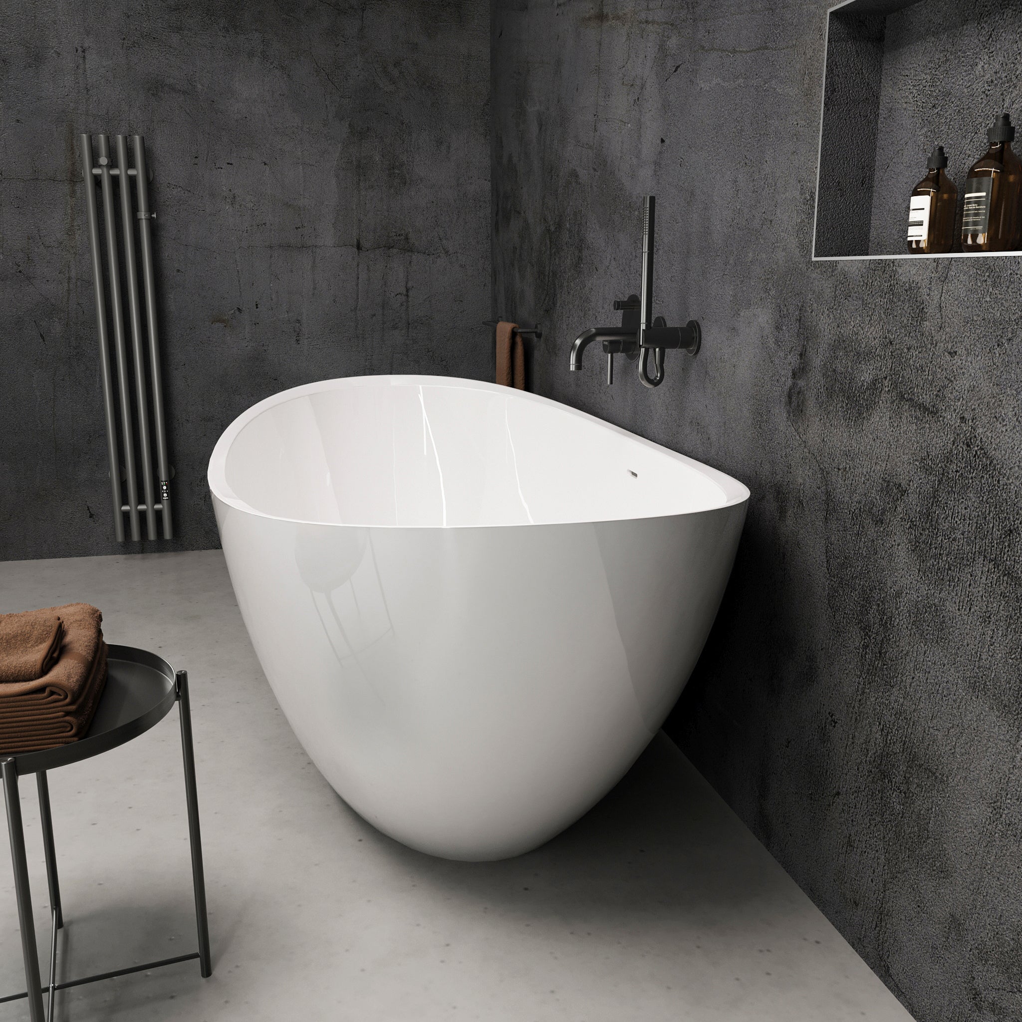 Tina 66-Inch Stone Bathtub - Polished White | Hansel Stone